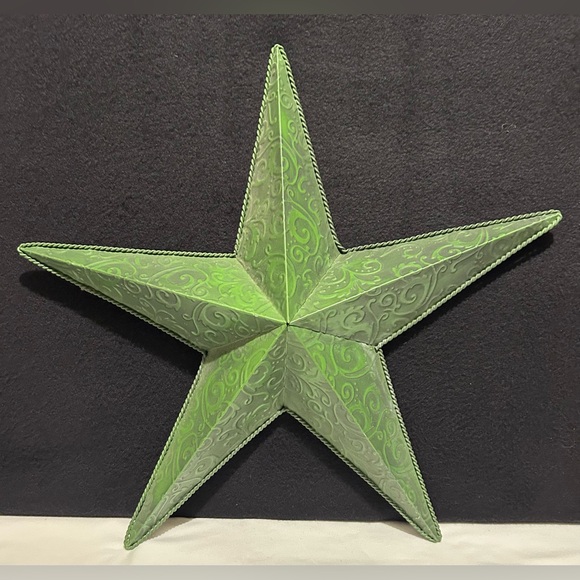 Accents | 15 Green Embossed Metal 5 Point Star Farm House Decor Great ...